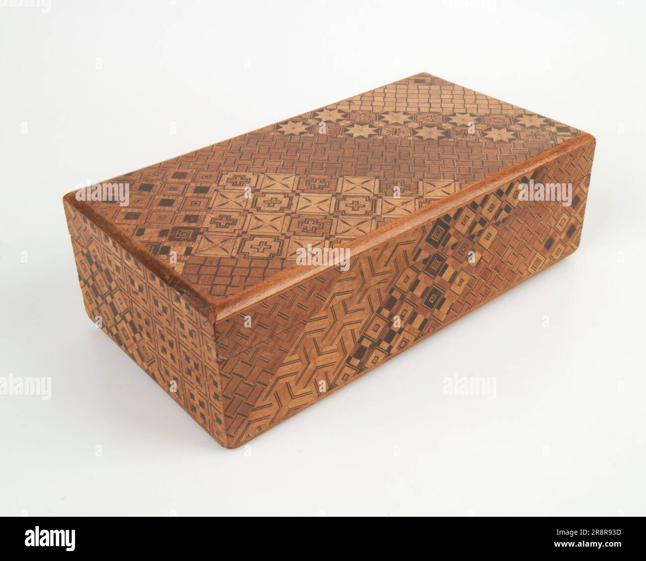 Antique 1920s Japanese parquetry wooden box with hinged top Stock Photo ...