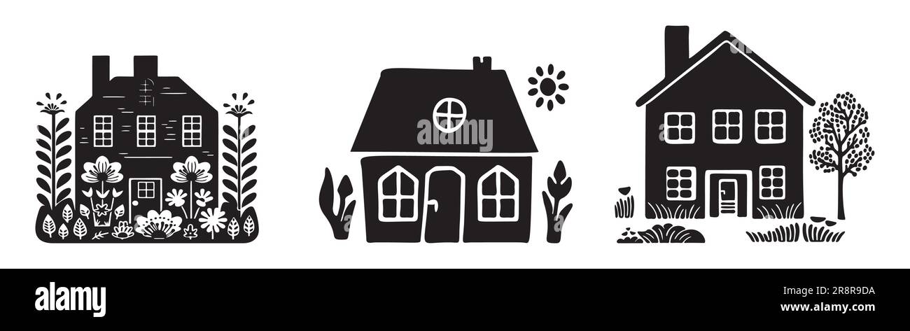 Set of rustic cottage motif in homestead vintage style. Vector ...