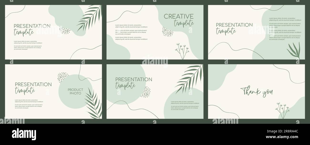 Presentation organic green templates. Natural floral green vector ...
