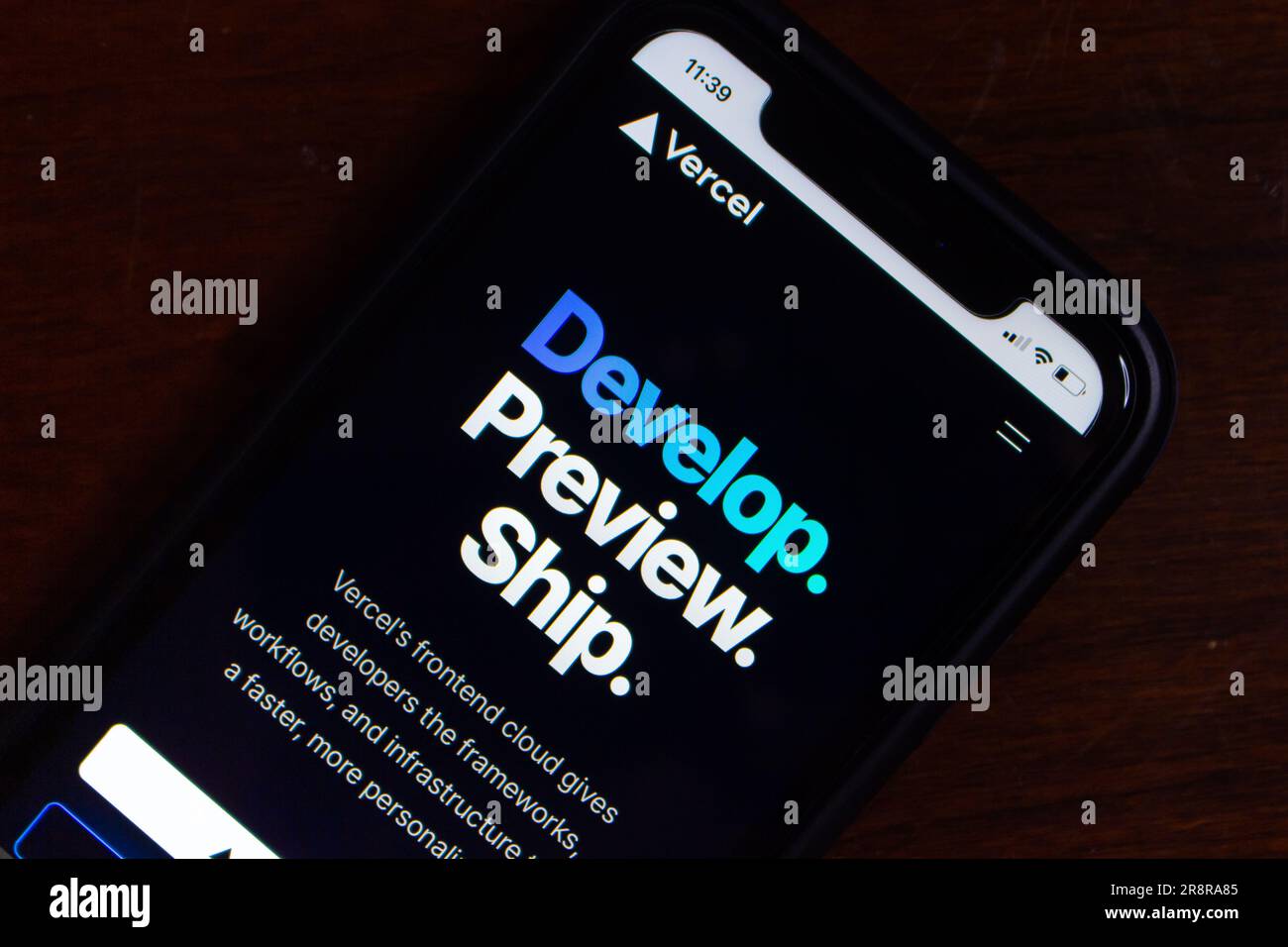 Vercel website seen in an iPhone. Vercel Inc. (formerly Zeit) is an US ...