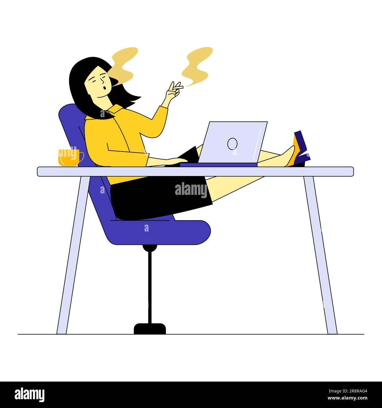 Employee smoking at workplace Stock Vector Image & Art - Alamy