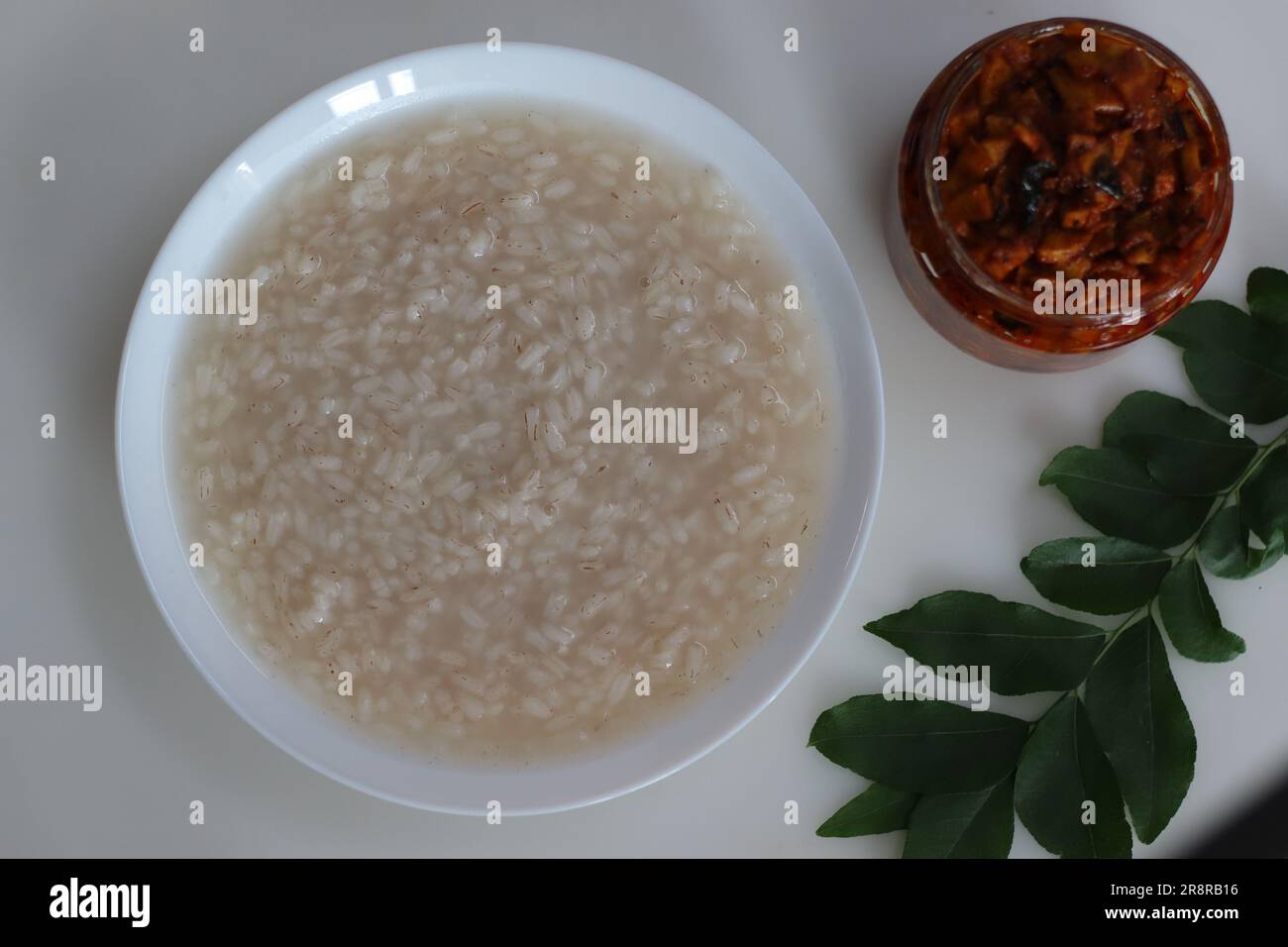 Kanji and Kadumanga. Rice gruel prepared with Kerala Matta rice. Shot ...