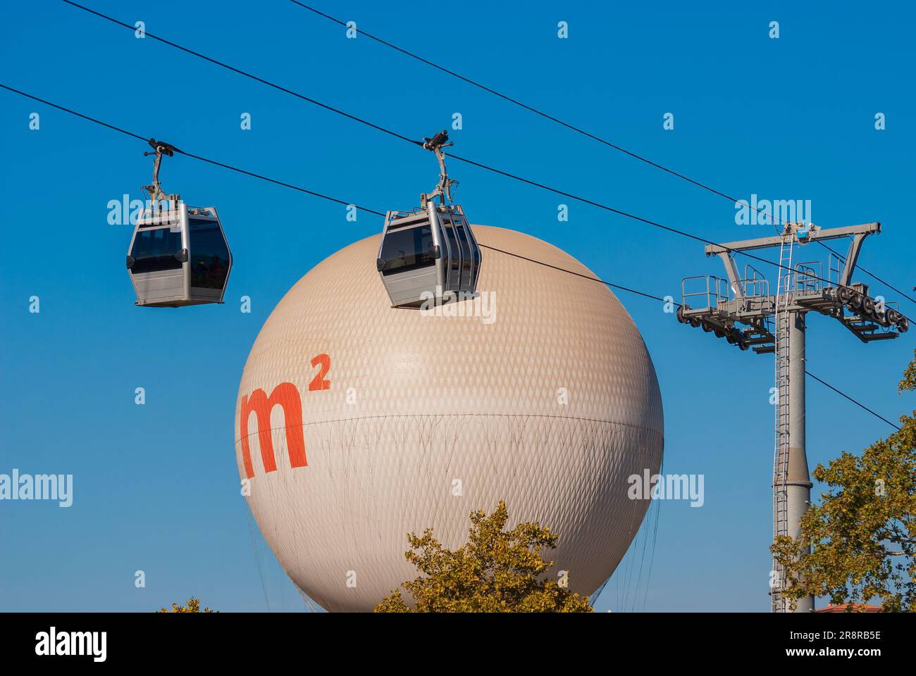Georgia, Tbilisi - October 30, 2022: Air excursion balloon and cable ...