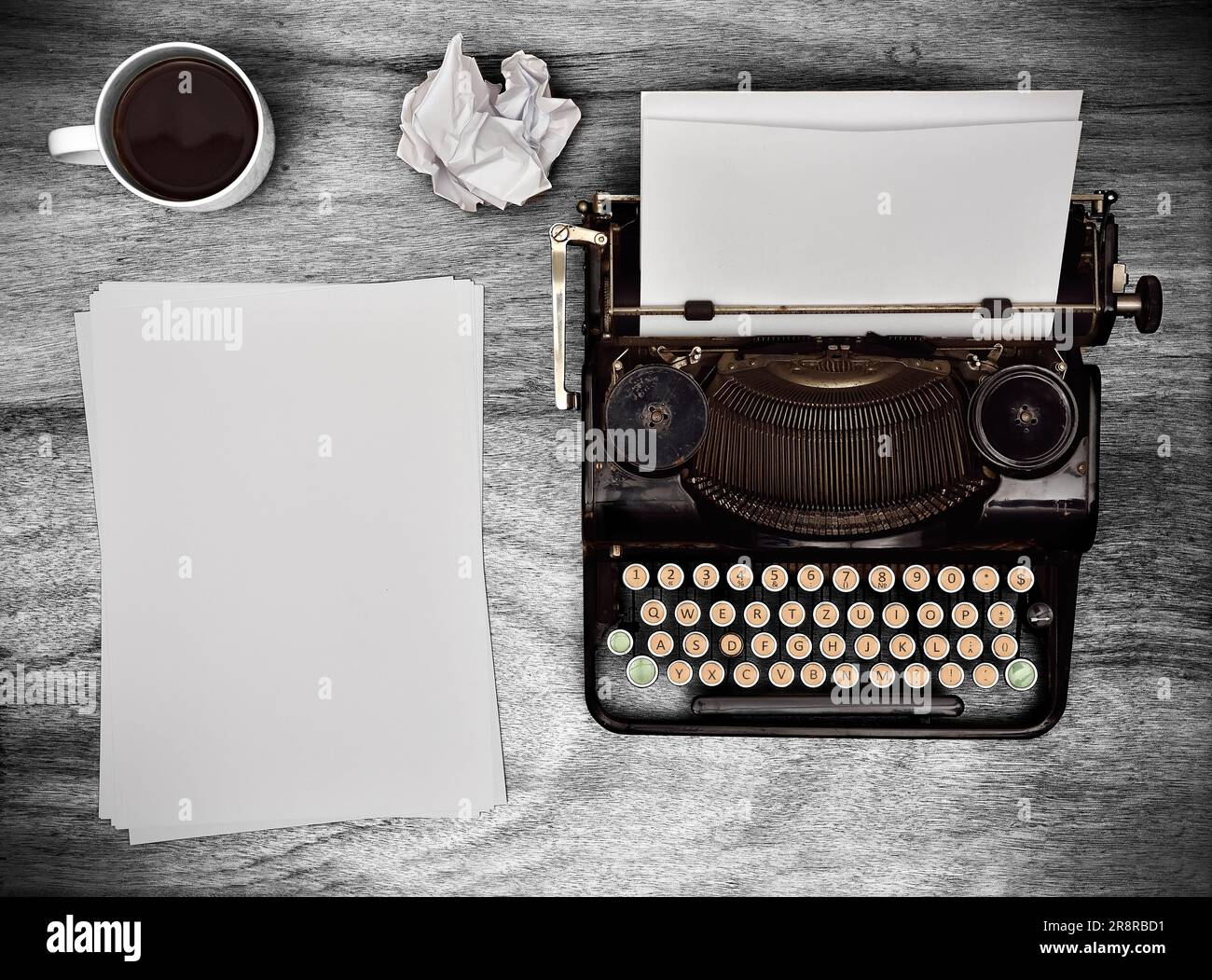 Blank sheet of paper on the desk writer, View from above Stock Photo ...