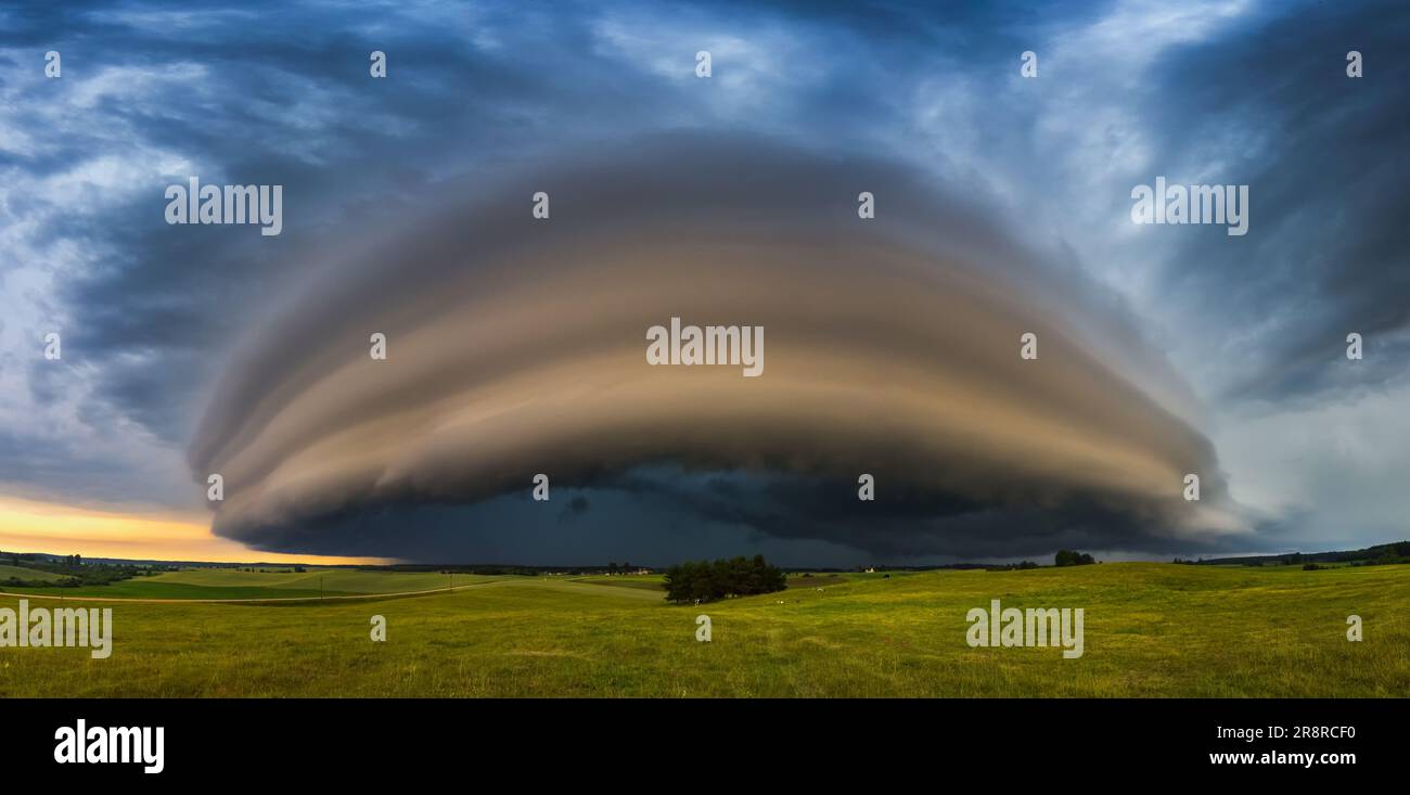 Angry supercell storm influenced by Climate change. Dangerous storm ...