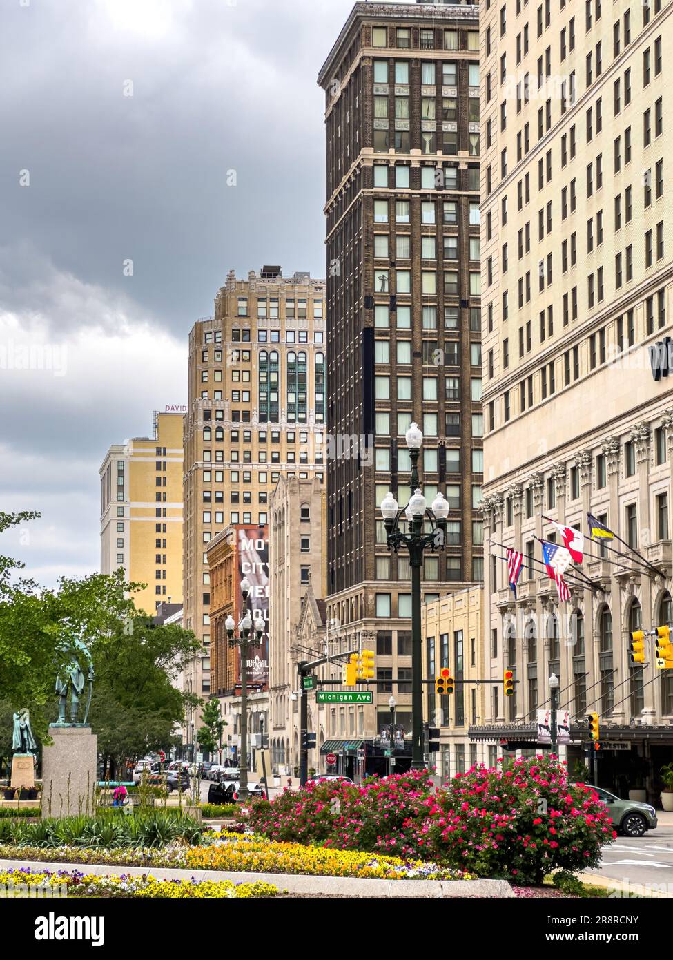 Downtown Detroit buildings - DETROIT, MICHIGAN - JUNE 10, 2023 Stock ...