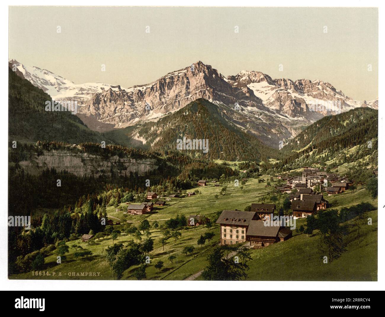 A view of Champéry, Monthey, Valais, Switzerland 1890 Stock Photo - Alamy