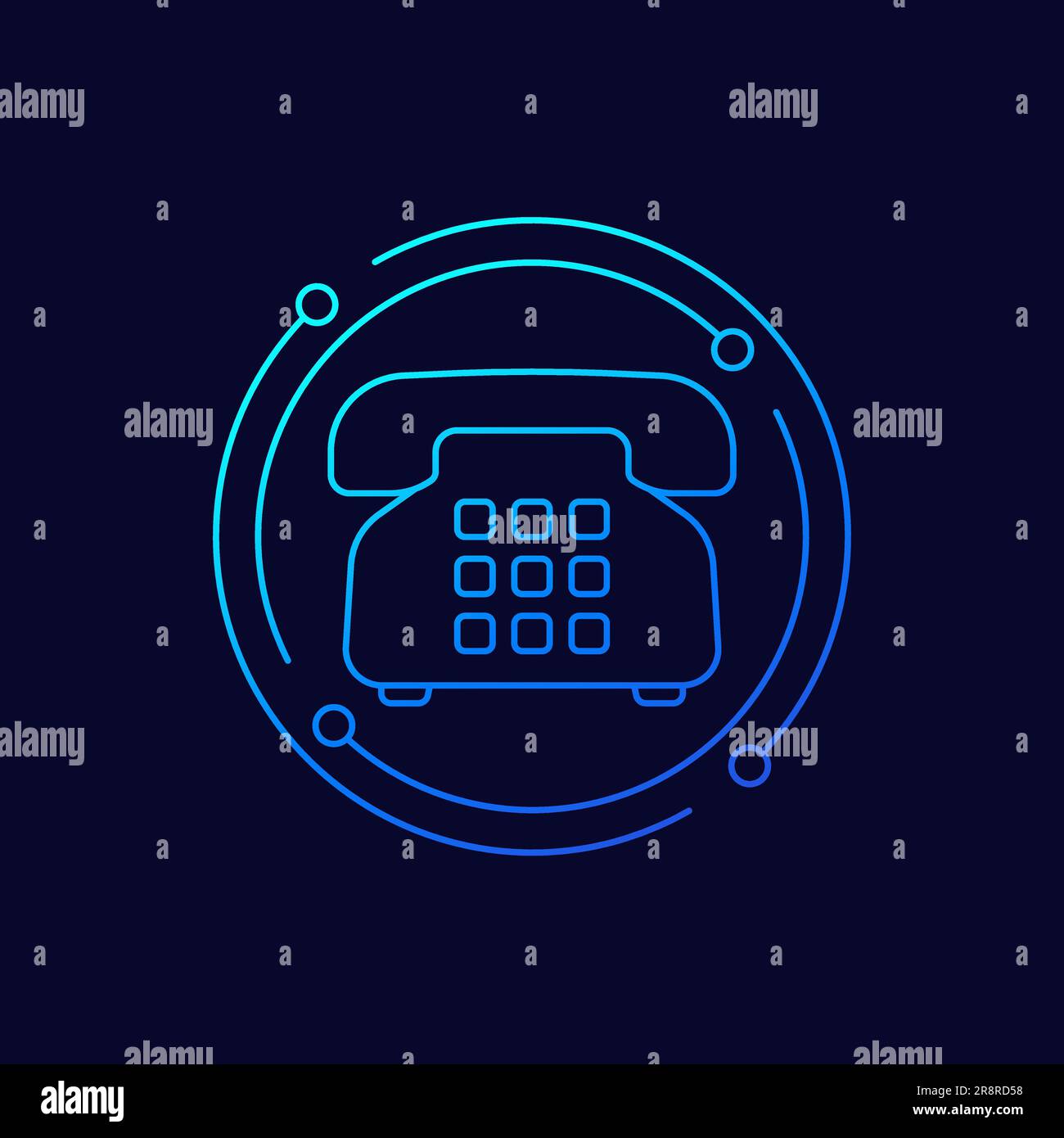 old phone icon, retro telephone linear vector Stock Vector Image & Art ...