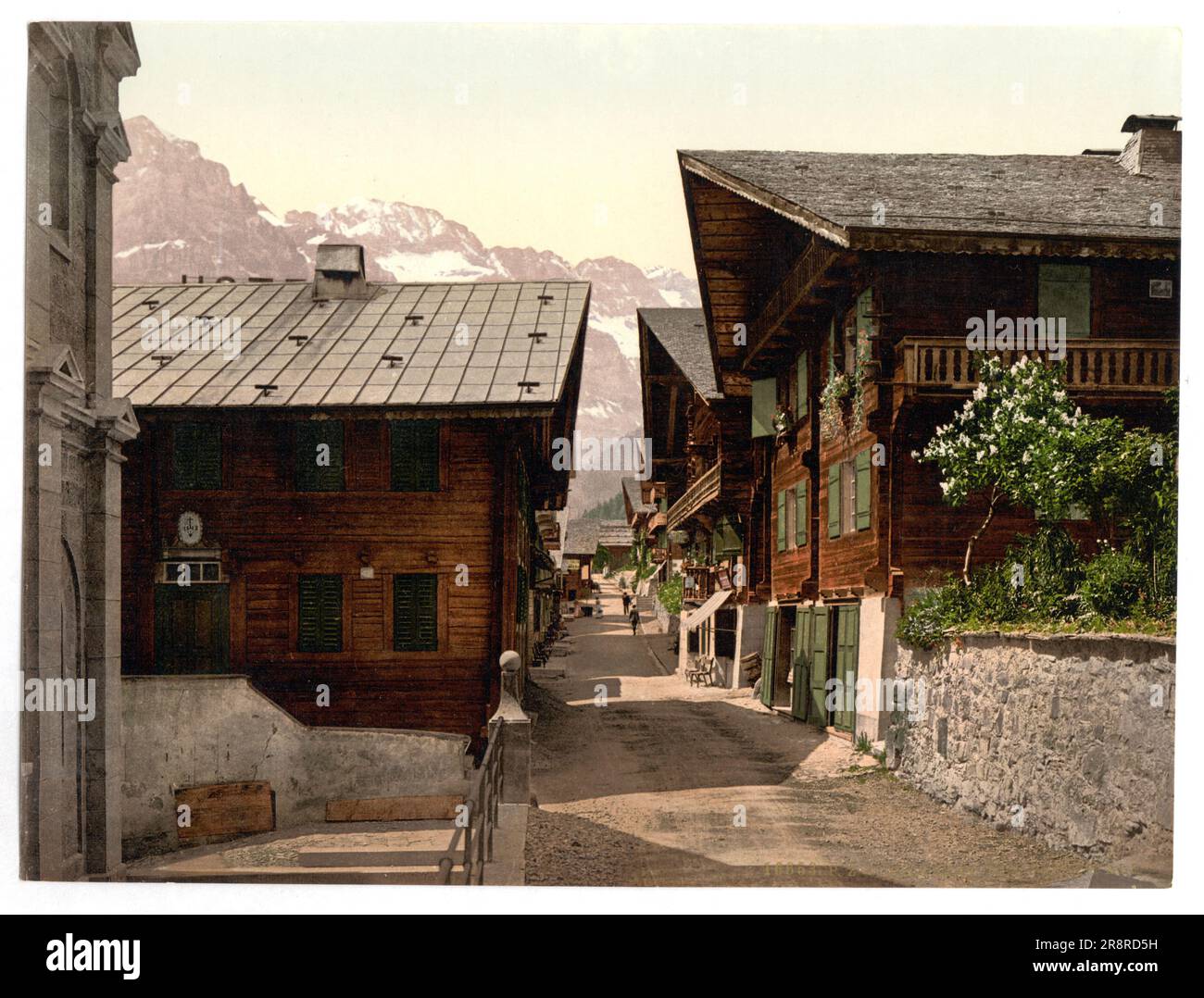 Street scene, Champéry, Monthey, Valais, Switzerland 1890 Stock Photo ...