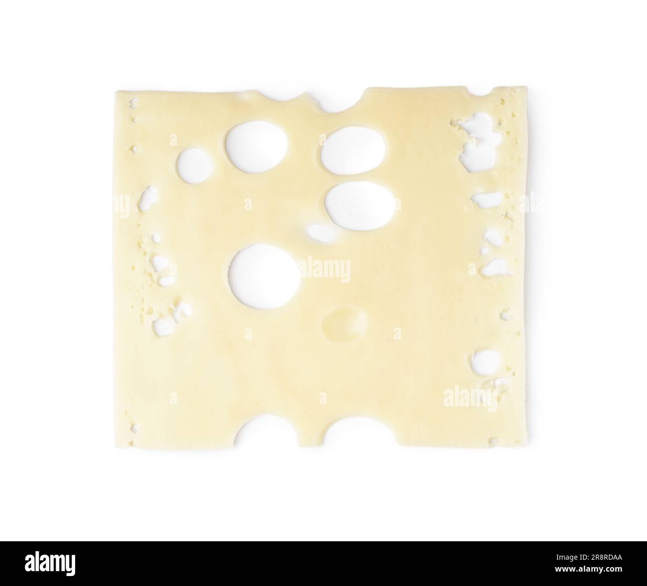 Slice of Swiss cheese on white background Stock Photo - Alamy