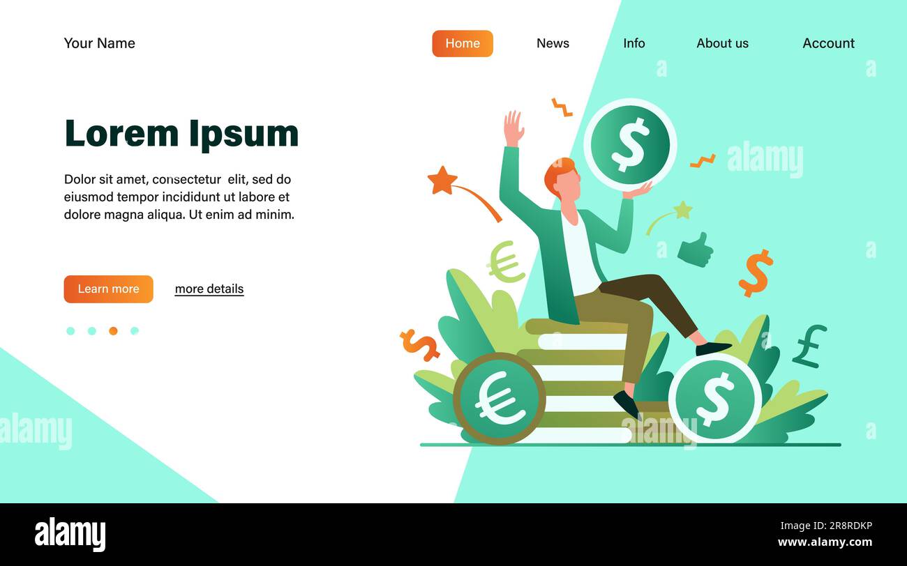 Happy businessman earning money flat vector illustration Stock Vector ...