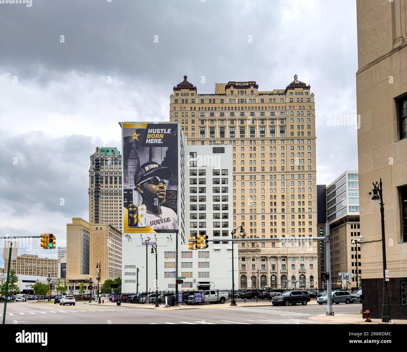 Historic buildings in Downtown Detroit - DETROIT, MICHIGAN - JUNE 10 ...