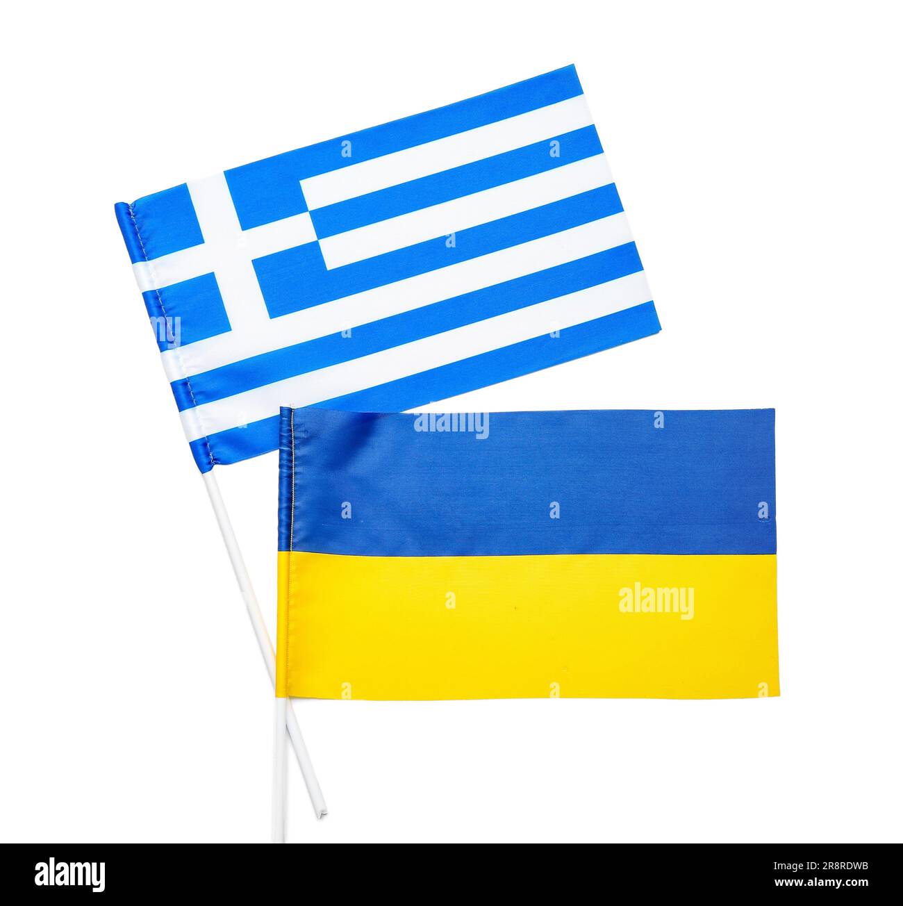 Flags of Greece and Ukraine isolated on white background Stock Photo ...