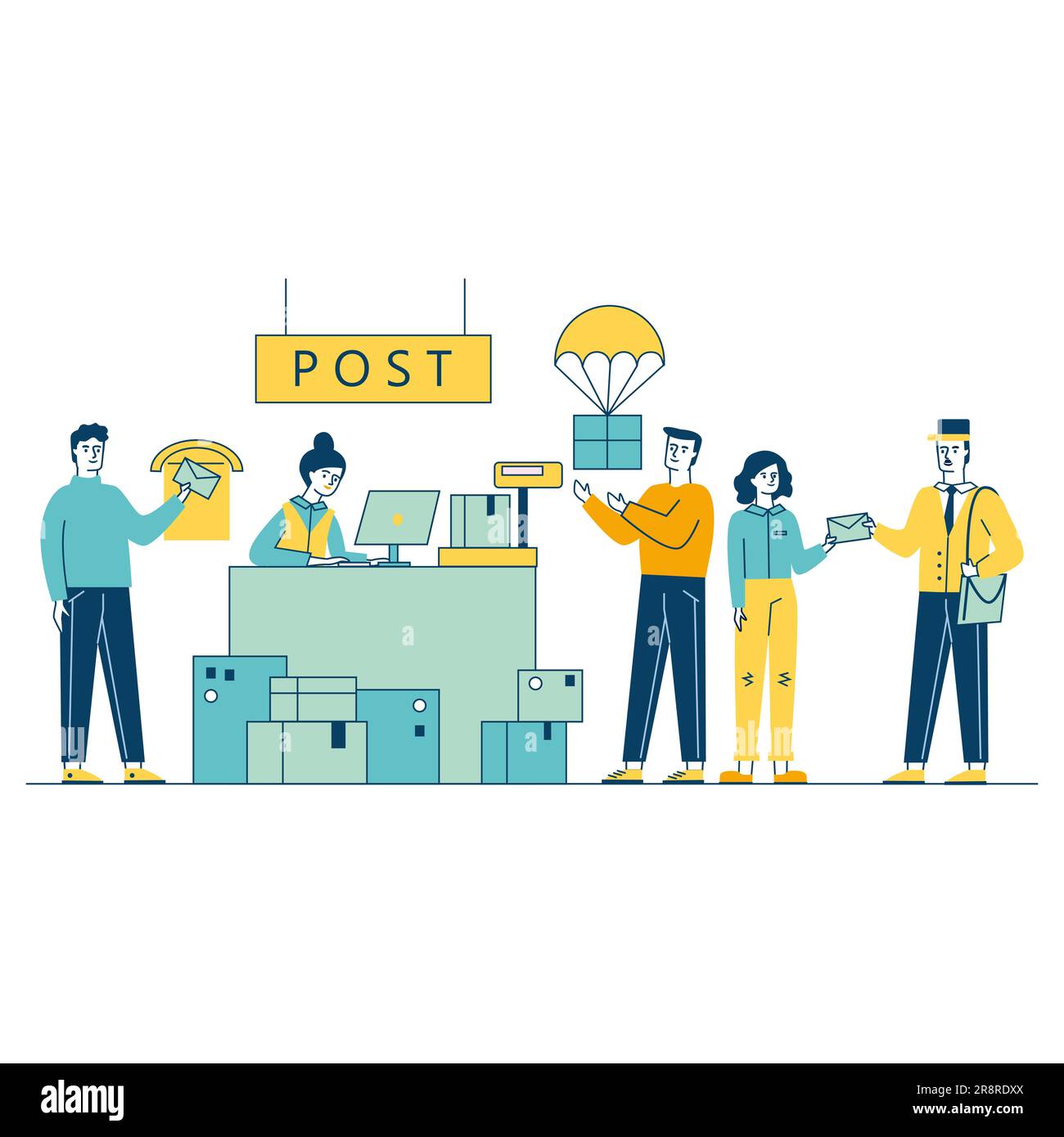 Customers receiving and sending packages Stock Vector Image & Art - Alamy