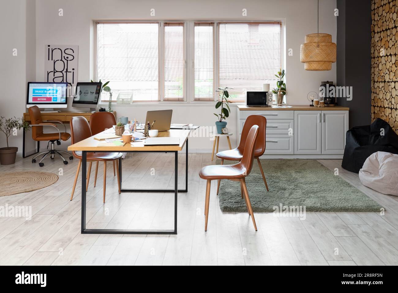 Interior of office with graphic designer's workplaces Stock Photo - Alamy
