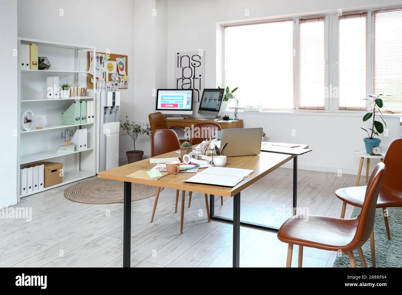 Interior of office with graphic designer's workplaces Stock Photo - Alamy