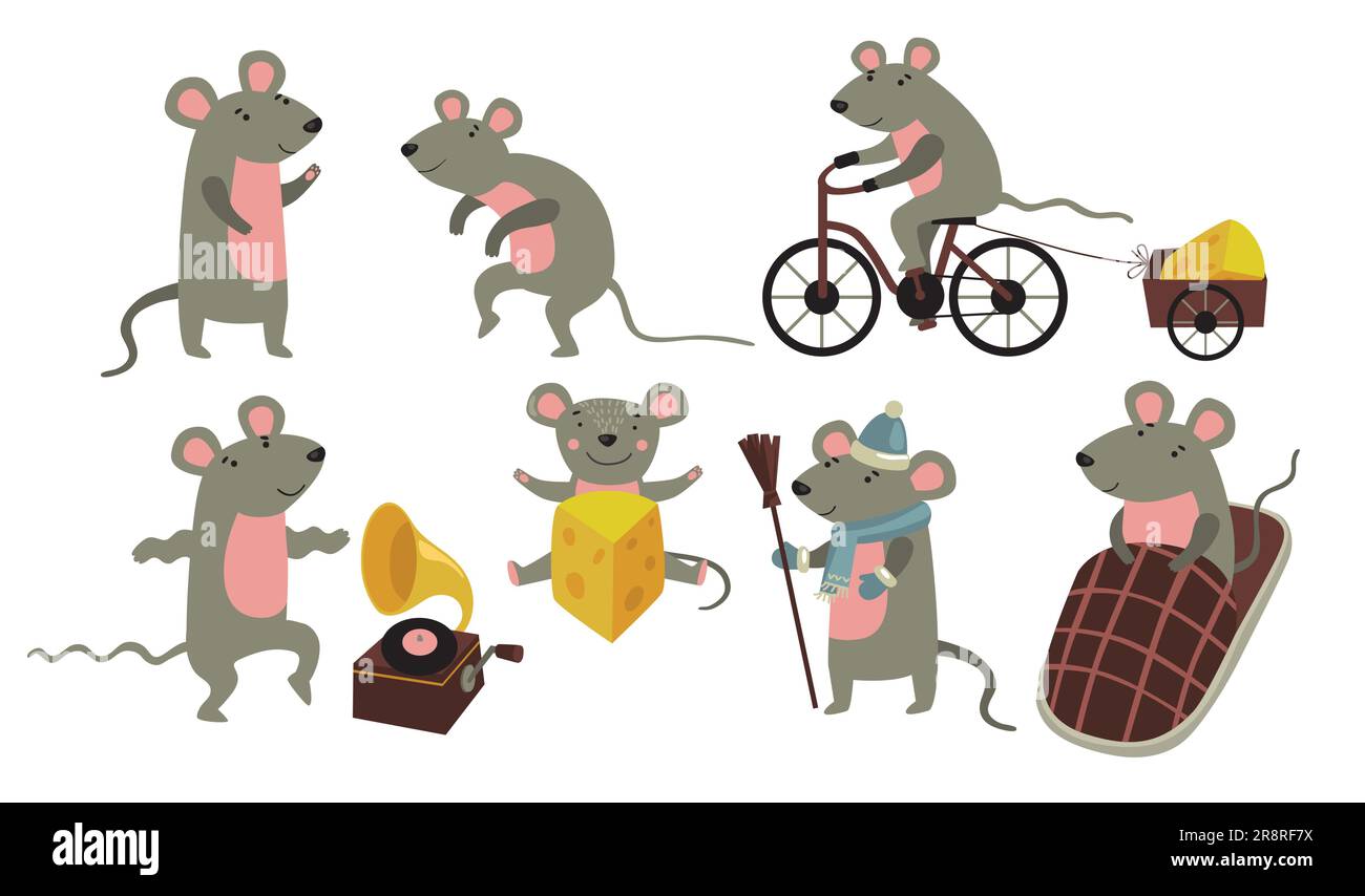 Happy funny mouse set Stock Vector Image & Art - Alamy