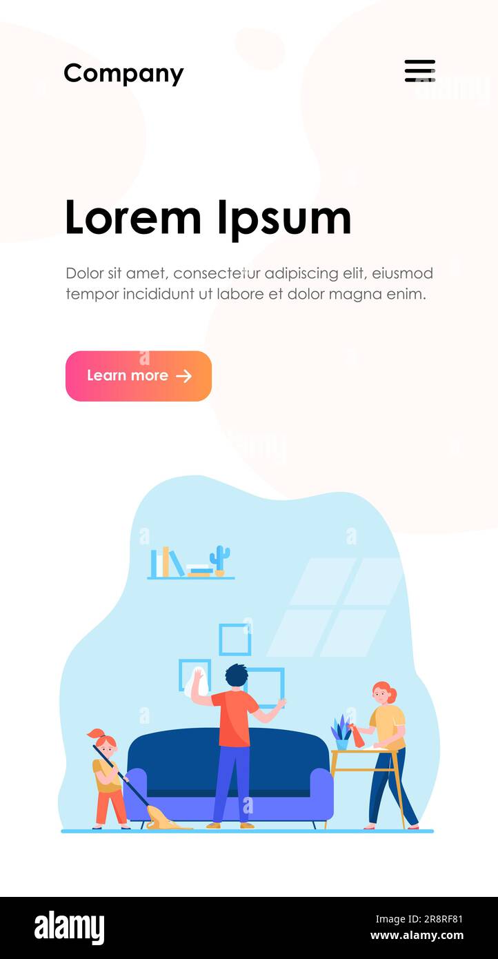 Happy family cleaning apartment flat vector illustration Stock Vector ...