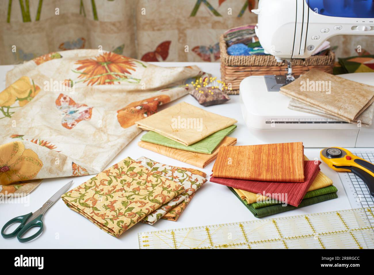 Preparation and selection of fabrics for sewing patchwork quilt on an ...