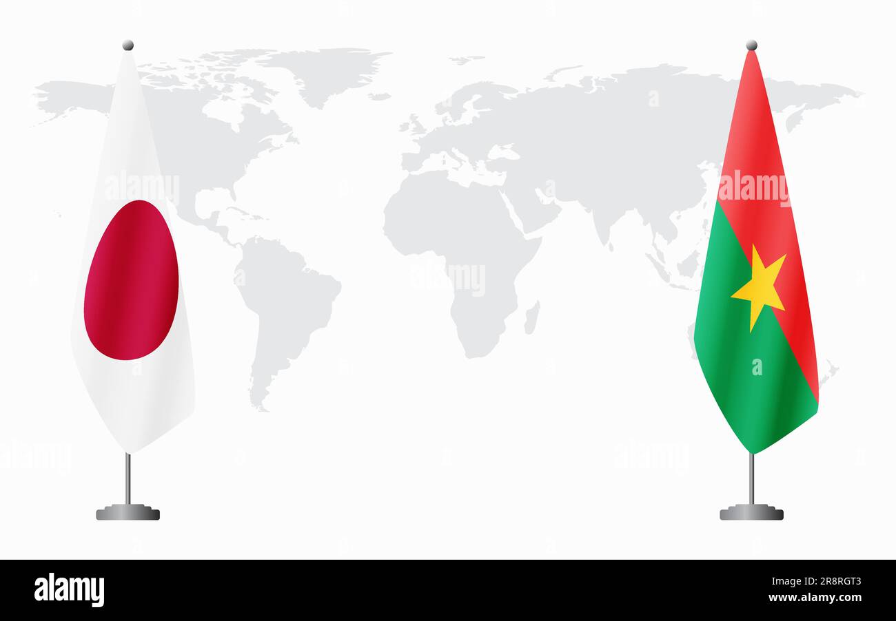 Japan and Burkina Faso flags for official meeting against background of ...