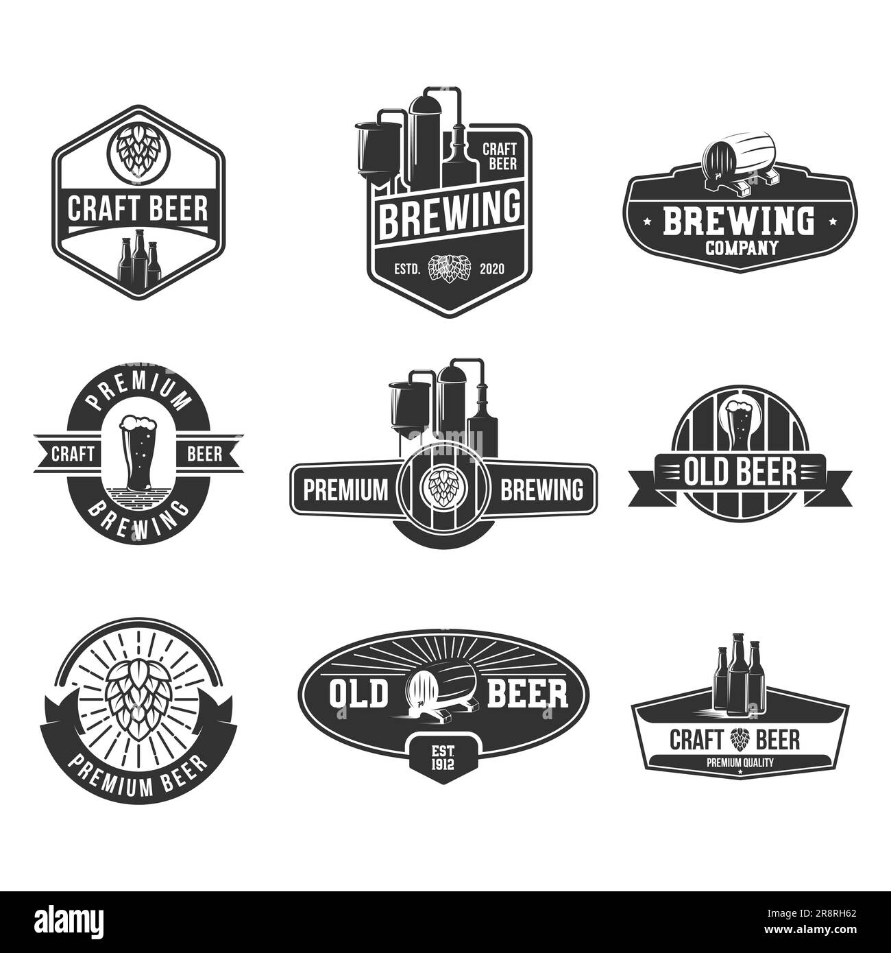 Retro beer flat badges set Stock Vector Image & Art - Alamy