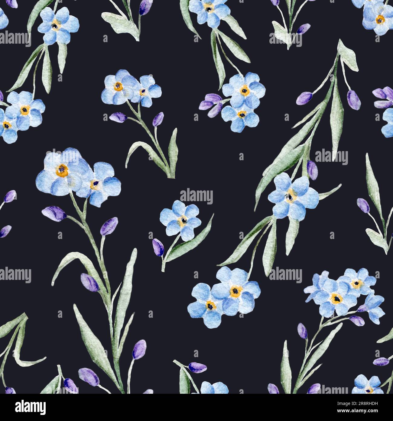 Seamless background with watercolor forget-me-not. Beautiful pattern ...
