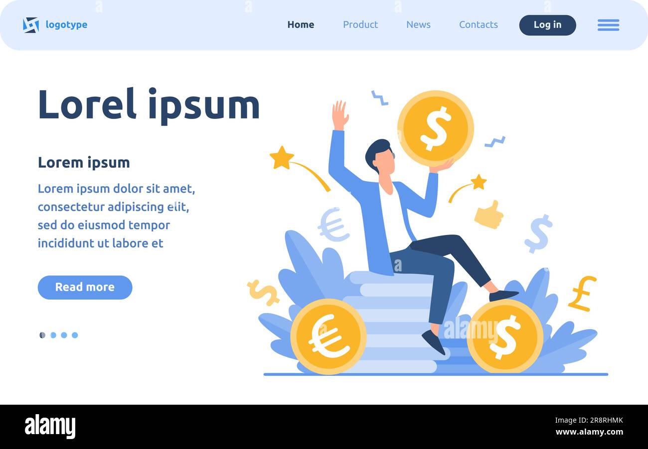 Happy businessman earning money flat vector illustration Stock Vector ...