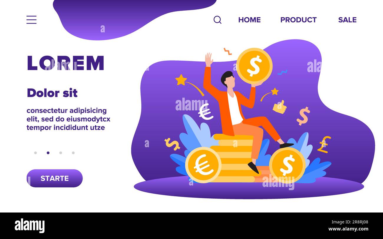 Happy businessman earning money flat vector illustration Stock Vector ...