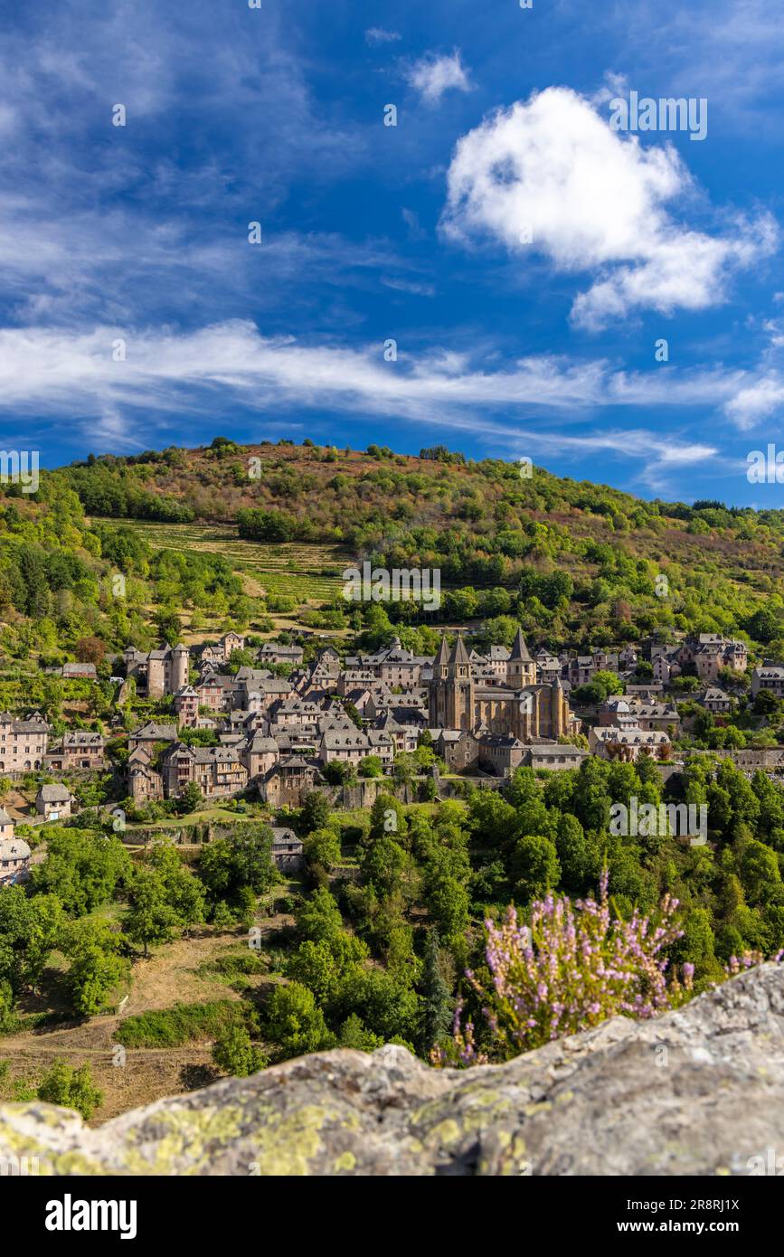 UNESCO village of Conques-en-Rouergue in Aveyron department, France ...