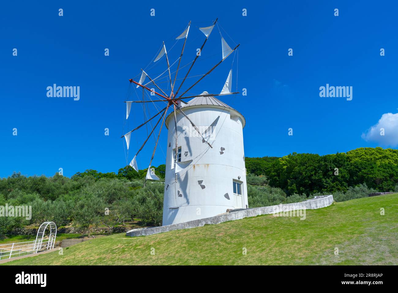 Greek windmill in Shodoshima Olive Park Stock Photo - Alamy