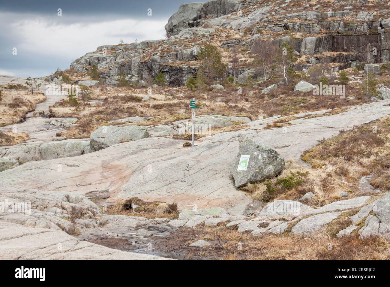 Beauty view from path to Preikestolen in Norway Stock Photo - Alamy