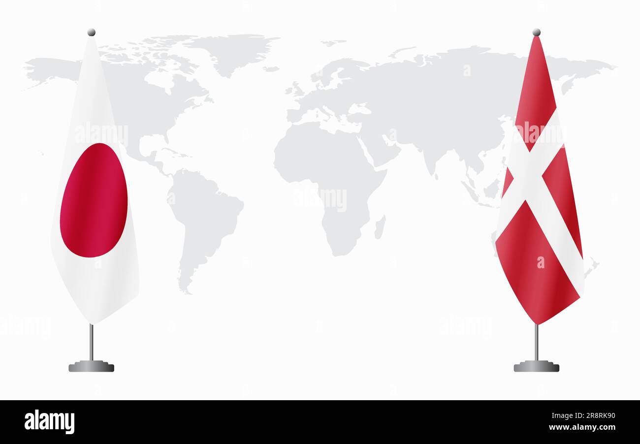 Japan and Denmark flags for official meeting against background of ...