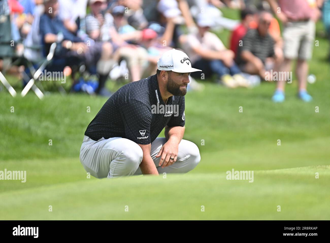 Cromwell, Connecticut. June 22, 2023: Jon Rahm lines up a putt during ...