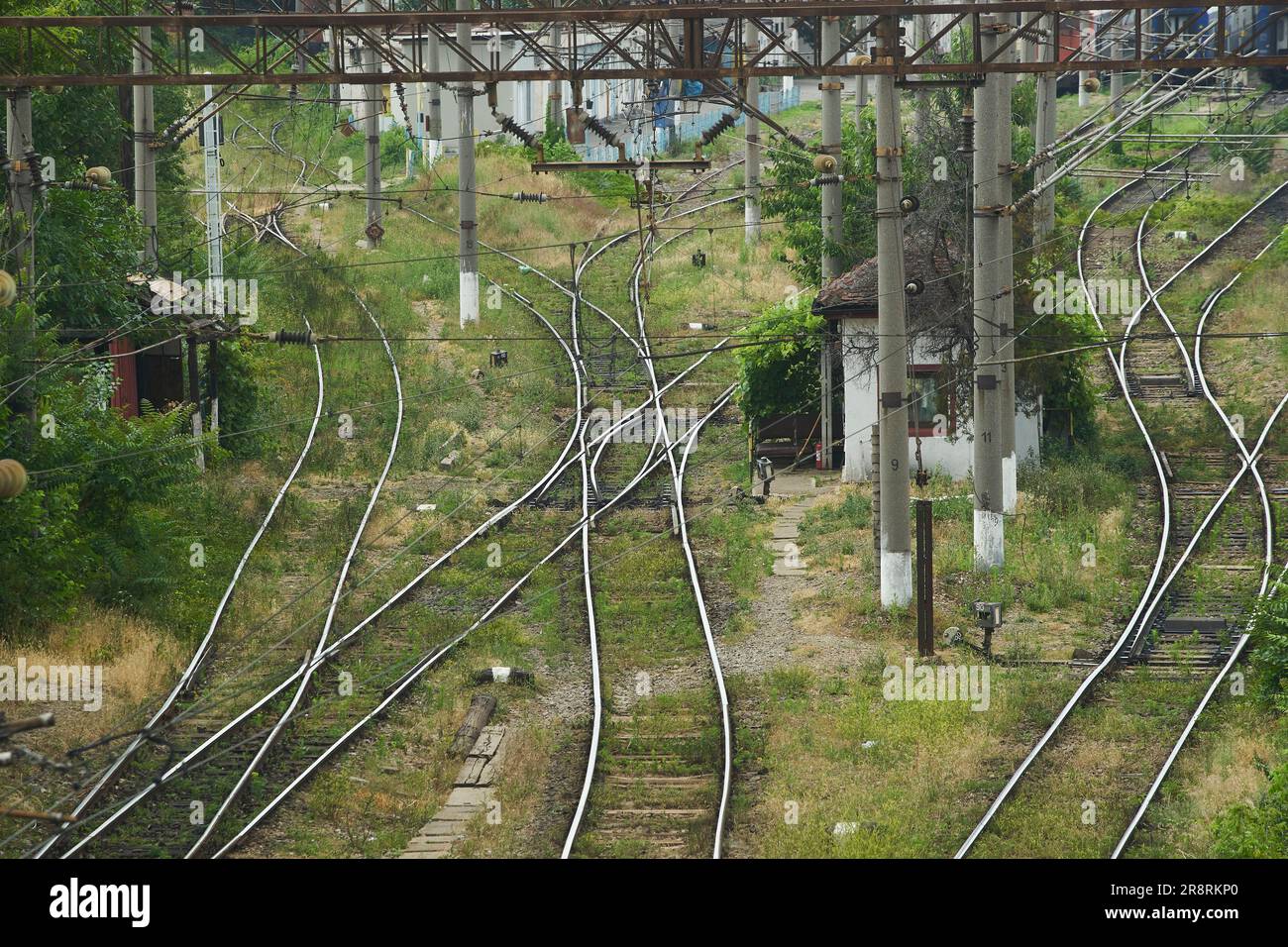 Bucharest, Romania - June 22, 2023: Railway infrastructure near ...
