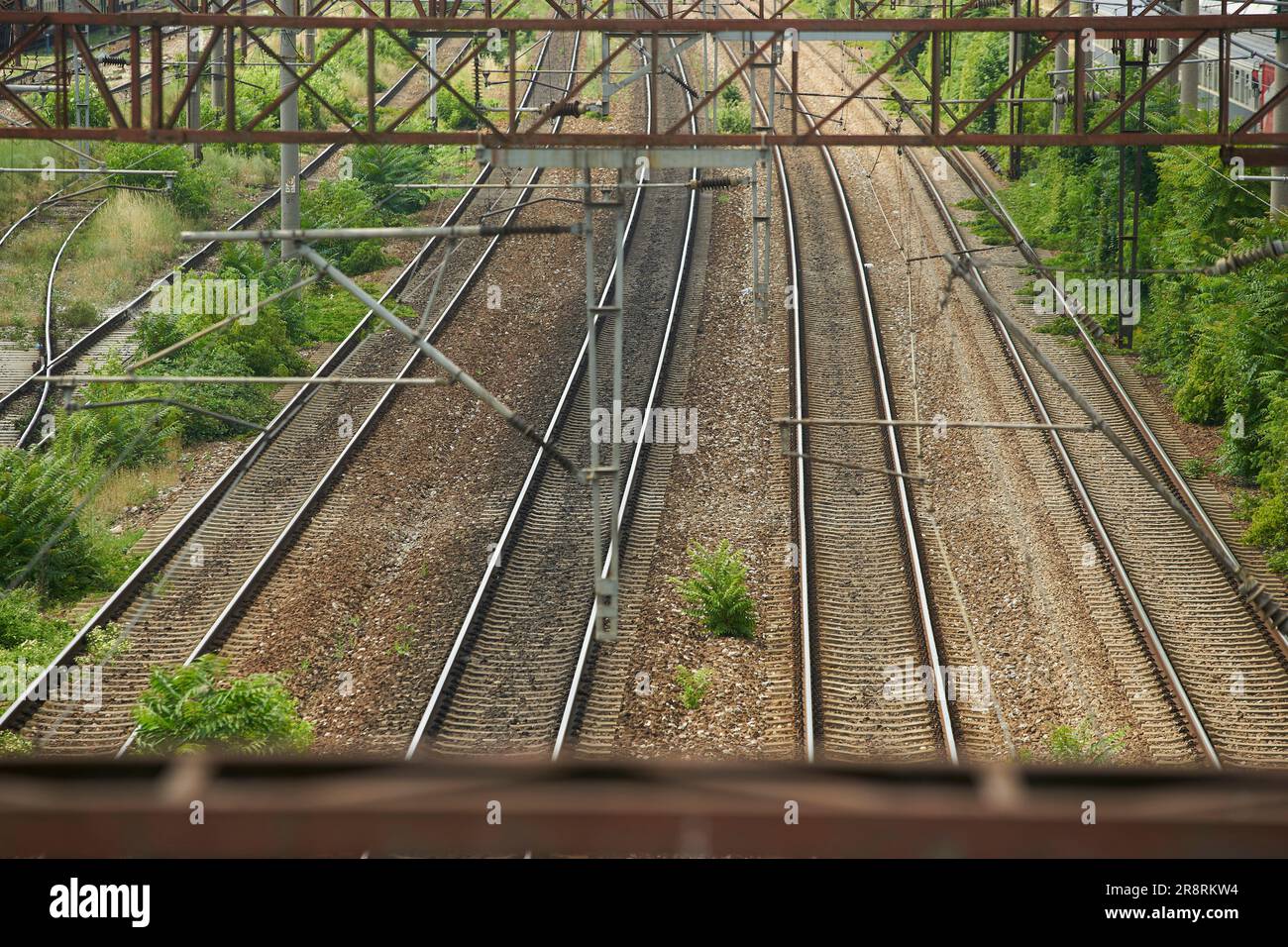 Bucharest, Romania - June 22, 2023: Railway infrastructure near ...