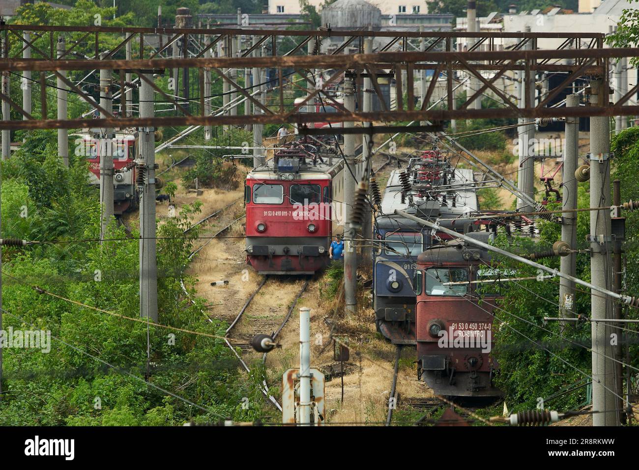 Bucharest, Romania - June 22, 2023: Railway infrastructure near ...