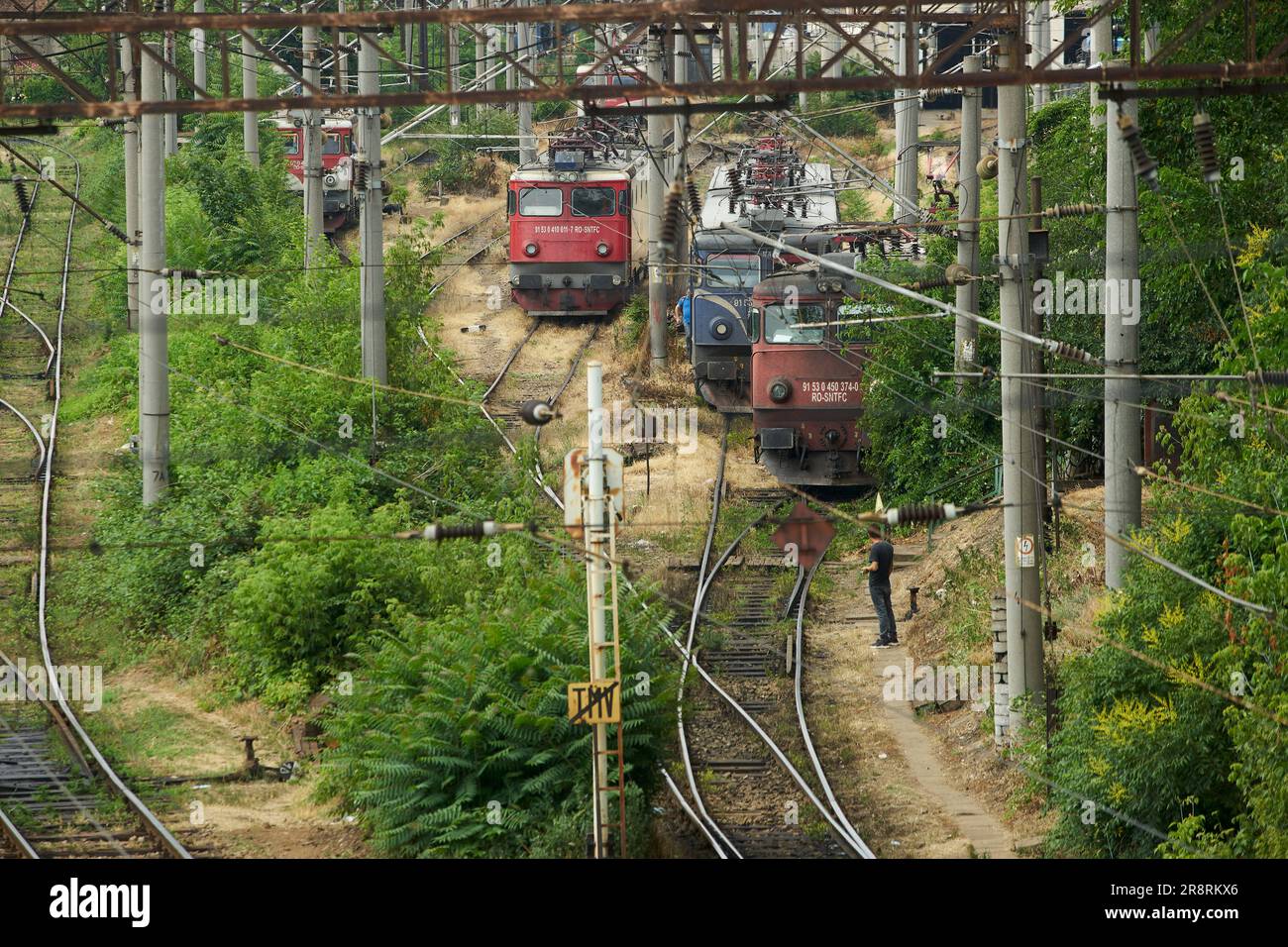 Bucharest, Romania - June 22, 2023: Railway infrastructure near ...