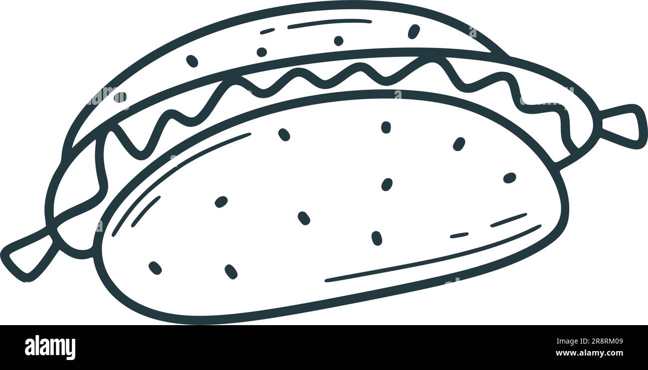 Hot dog outline sketch hi-res stock photography and images - Alamy