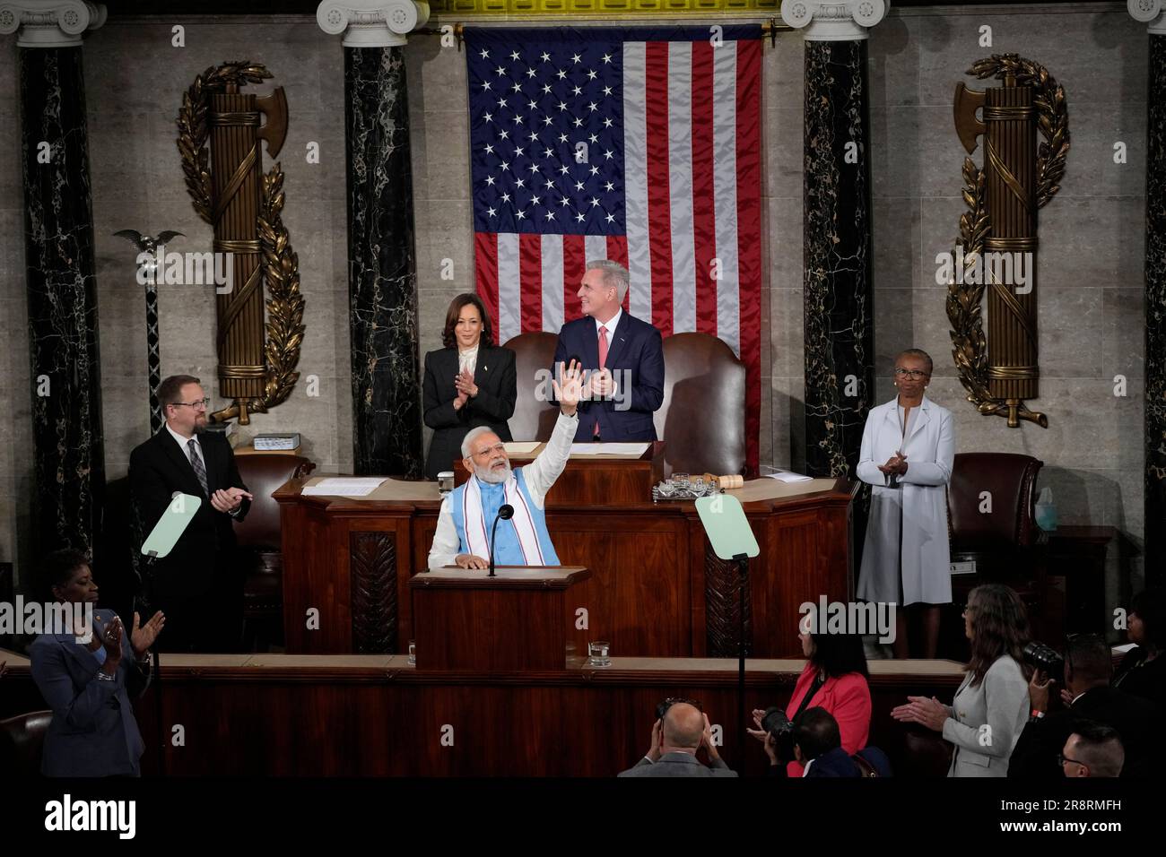 India's Prime Minister Narendra Modi waves as he arrives to address a ...