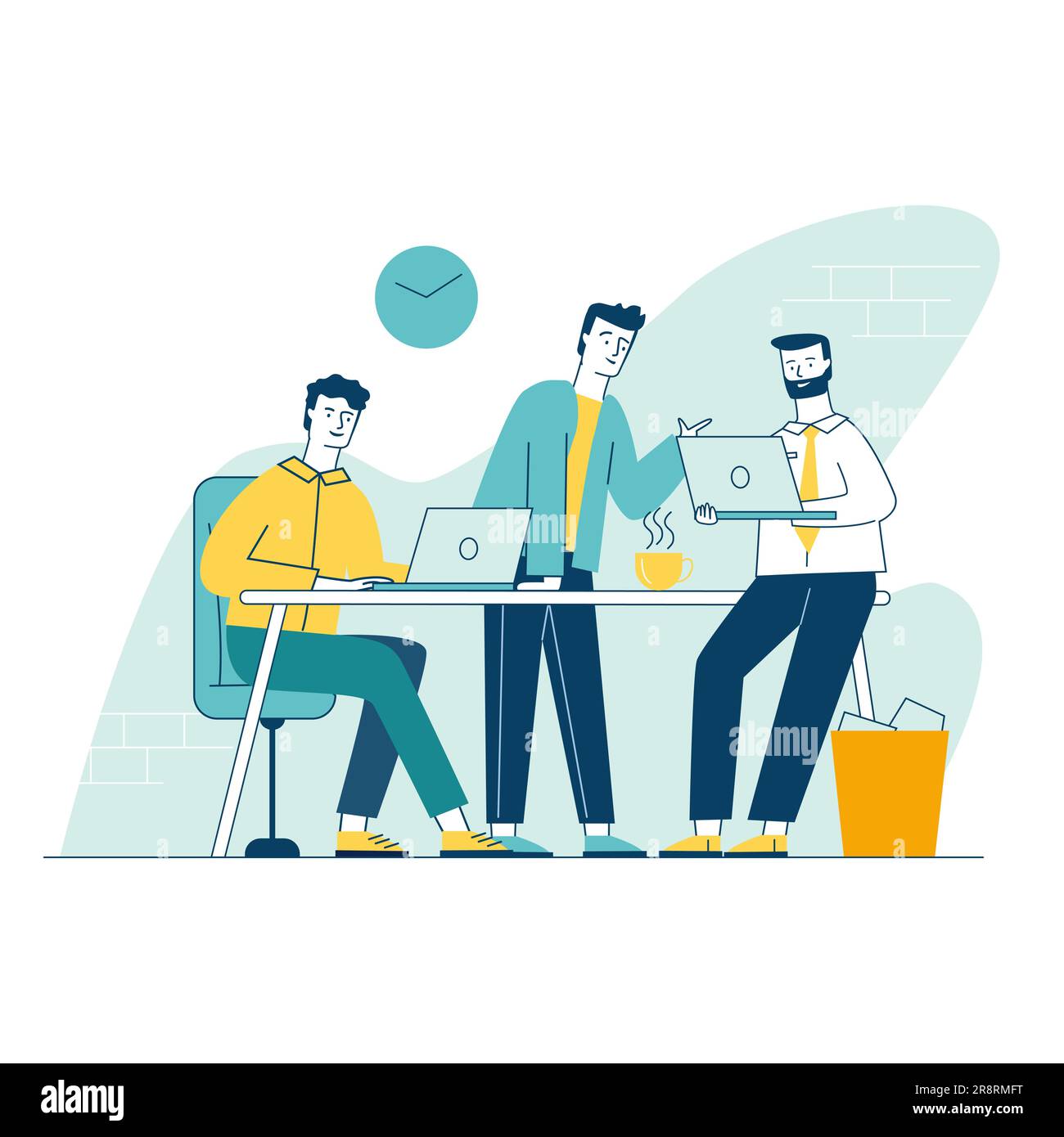 Three man having business meeting in the office Stock Vector Image ...