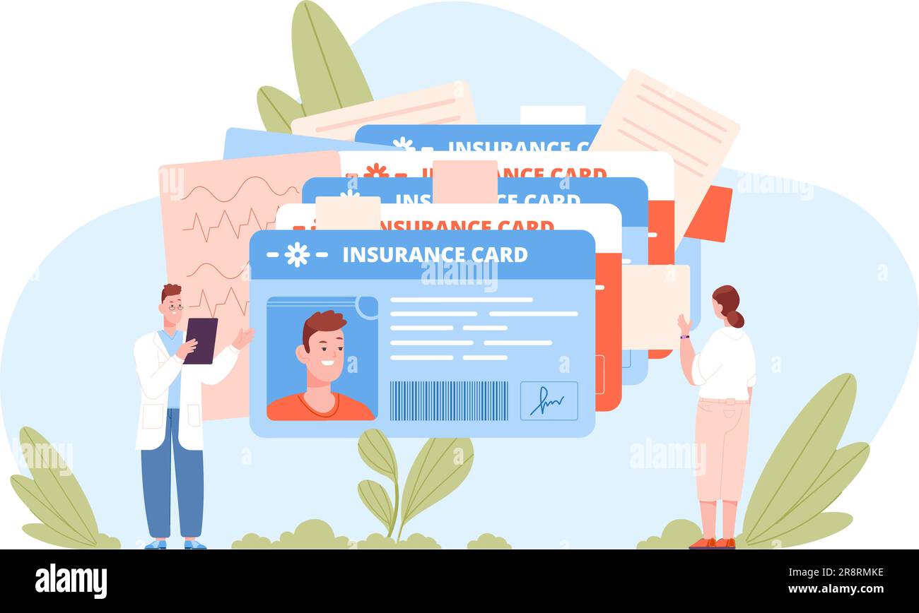 Patient card management. Health insurance cards medical record for ...