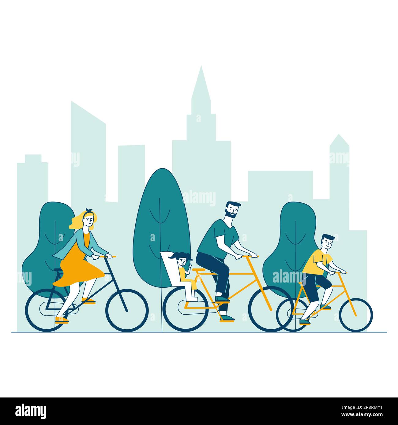 Father child on bicycle Stock Vector Images - Alamy