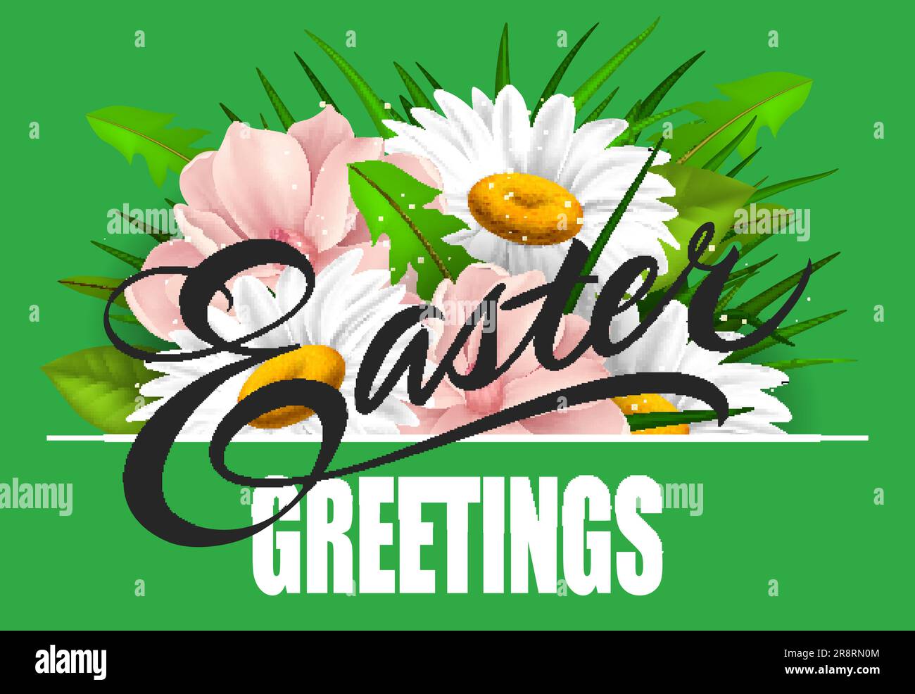 Easter Greetings Lettering with Flowers Stock Vector Image & Art - Alamy