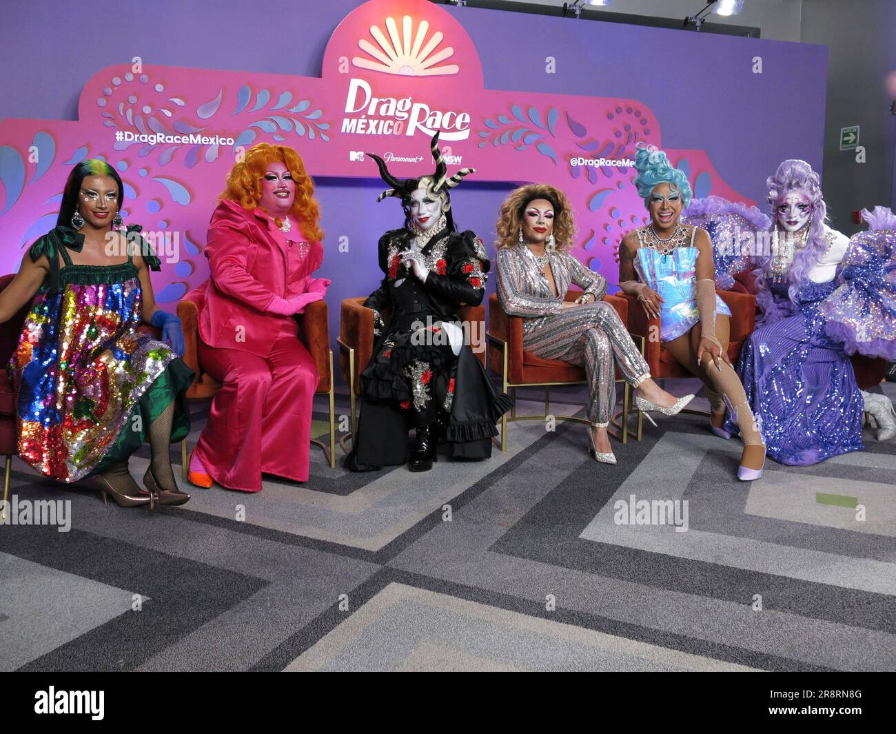 Contestants of the reality show Drag Race Mexico, from left, Matraka ...