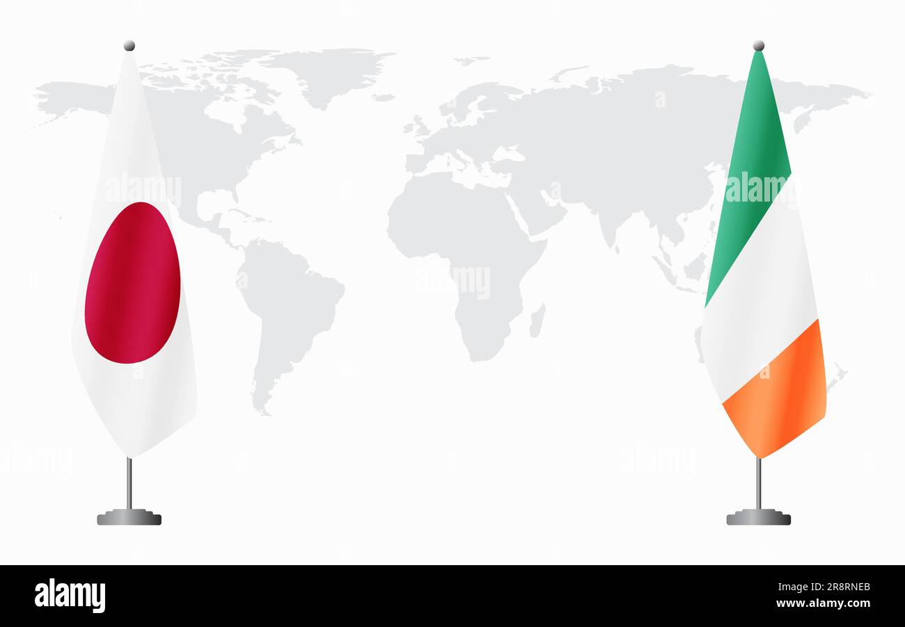 Japan and Ireland flags for official meeting against background of ...