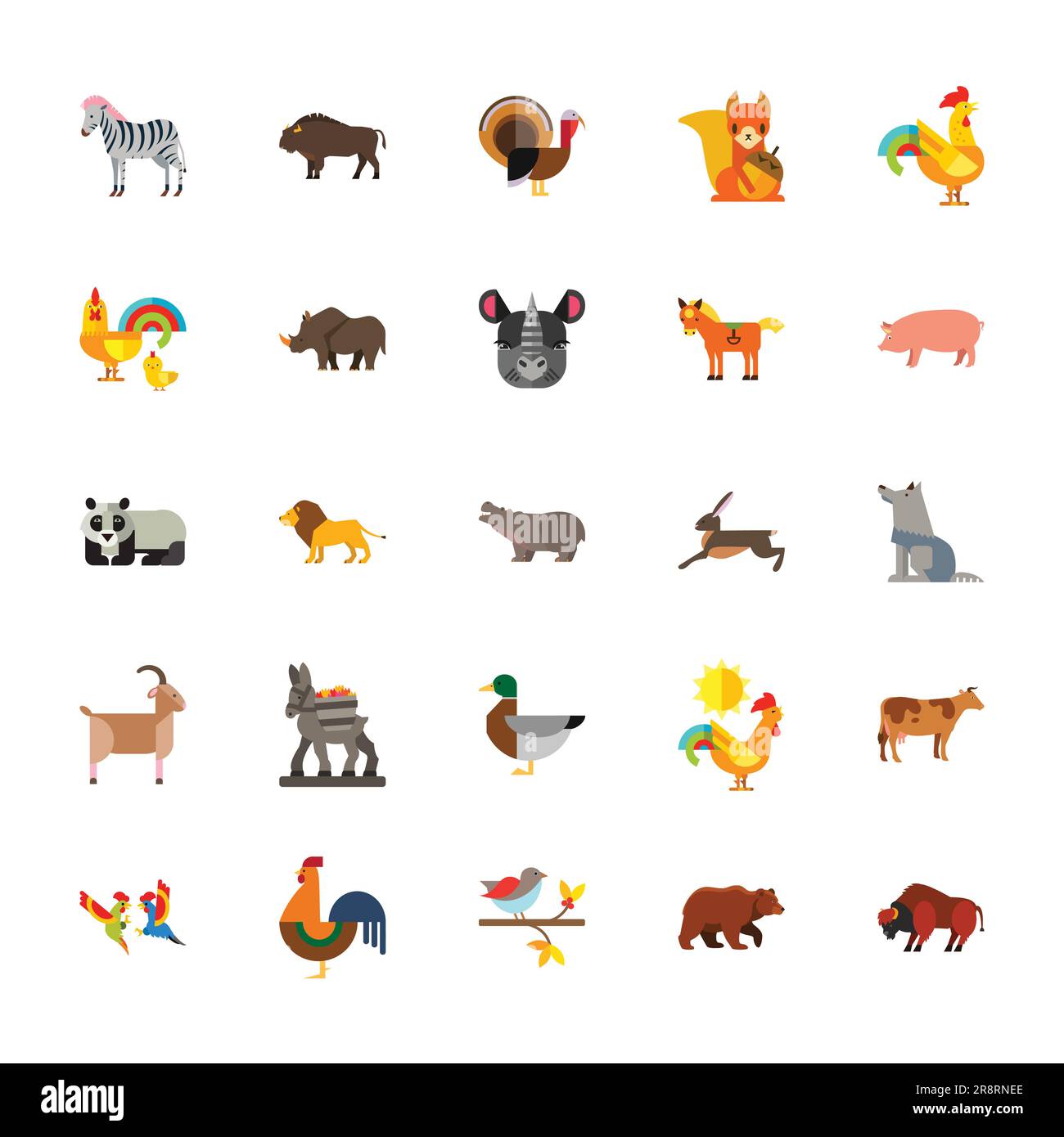 Wild and farm animal icon set Stock Vector Image & Art - Alamy