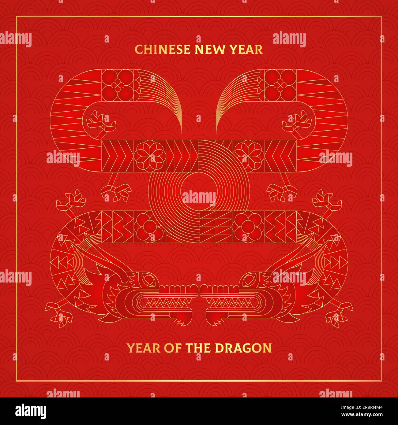 Chinese dragon greeting card. Geometric shapes, modern geometry design ...