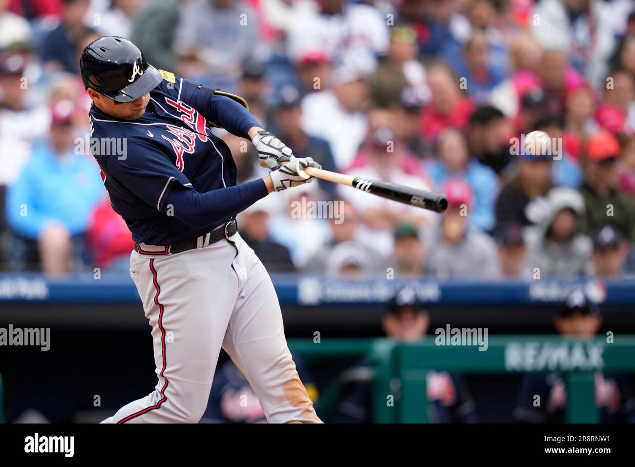 Atlanta Braves' Austin Riley hits a two-run single against Philadelphia ...