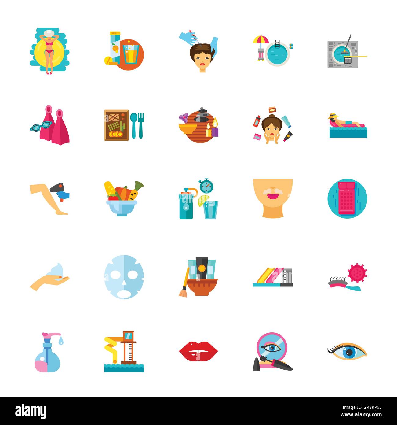 Bodycare icon set. Dieting, hygiene, fitness and makeup symbols Stock ...