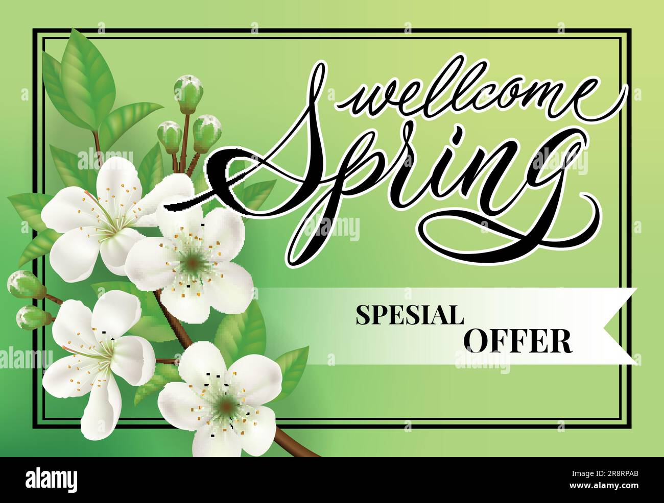Welcome spring lettering with blossom Stock Vector Image & Art - Alamy